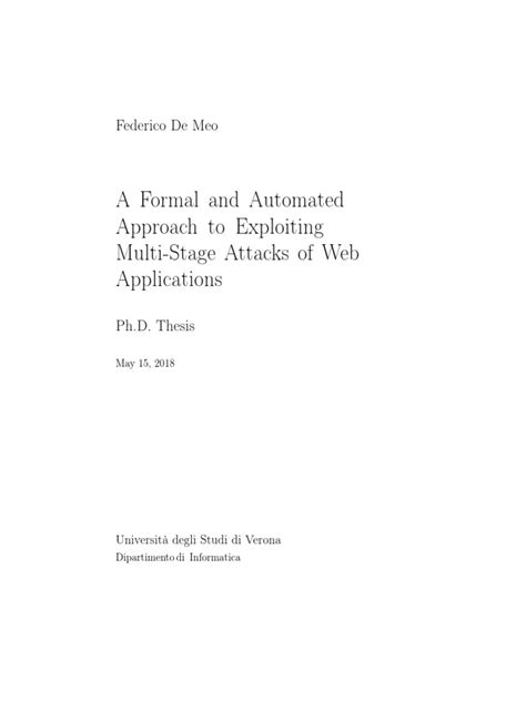 A Formal And Automated Approach To Exploiting Multi Stage Attacks Of Web Applications Pdf Pdf