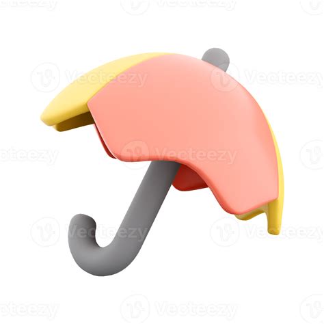 3d Rendering Umbrella Icon 3d Render Item For Protection From Rain And