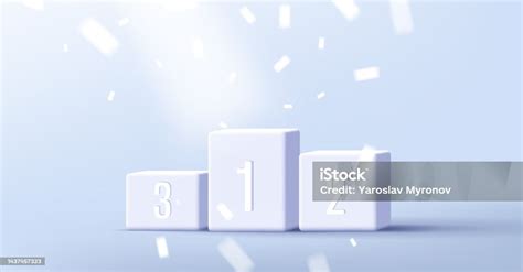 3d 화이트 포디움 우승자 전나무 2 위 및 3 위 스포트라이트와 색종이 조각 관람석에 대한 스톡 벡터 아트 및 기타 이미지 관람석 상 3위 Istock