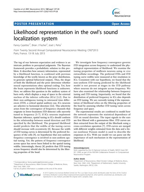 Pdf Likelihood Representation In The Owls Sound Localization System