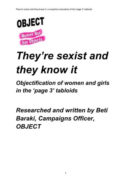 Theyre Sexist And They Know It Object Report Pdf