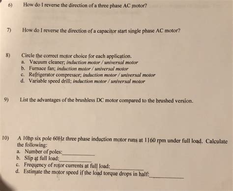 Solved 6 How Do I Reverse The Direction Of A Three Phase AC Chegg Com