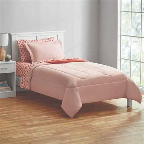 Mainstays 5 Piece Reversible Bed In A Bag Comforter Set With Sheets