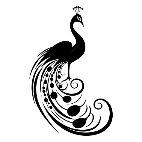 Elegant Black And White Peacock Silhouette Perfect For Tattoo Design Jewelry Or Fashion