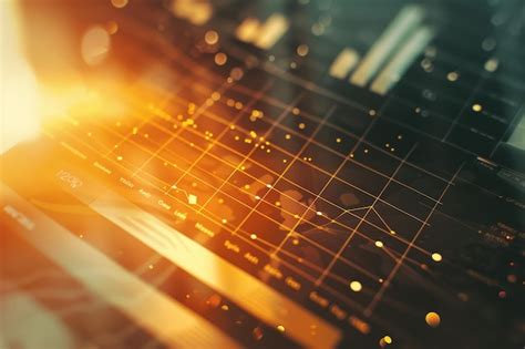 An Abstract Background With Glowing Golden Data Charts Conveying The