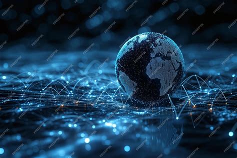 Premium Photo Abstract Global Dot Network Circle Digital Connection And Communication
