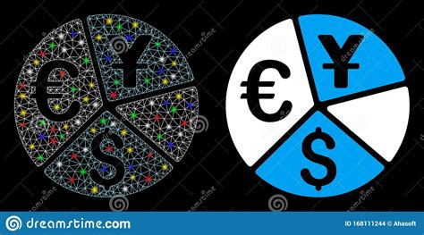 Flare Mesh 2d Currency Pie Chart Icon With Flare Spots Stock Vector Illustration Of Network