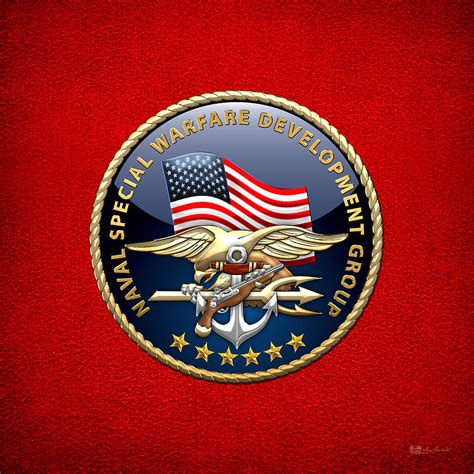 Naval Special Warfare Development Group D E V G R U Emblem On Red Digital Art By Serge