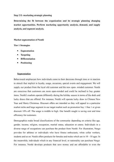 segmentation step 2 e marketing strategic planning determining the fit between the