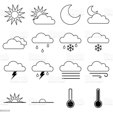 Ilustración De Silueta Del Icono Del Tiempo Set Sobre Fondo Blanco Y