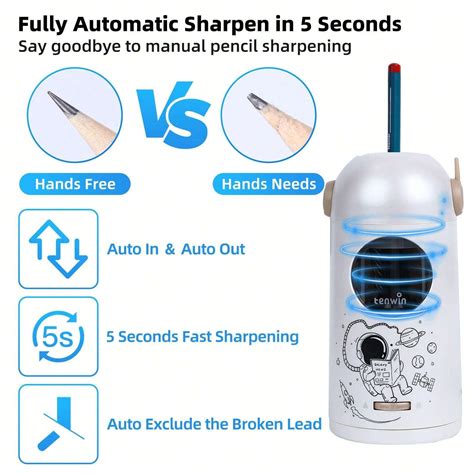 Tenwin 1 Pc Electric Pencil Sharpener For Colored Pencils 7 115mm