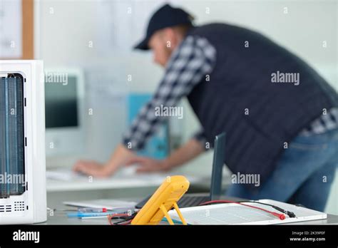 Laptop Disassembling With Screwdriver Side View Stock Photo Alamy