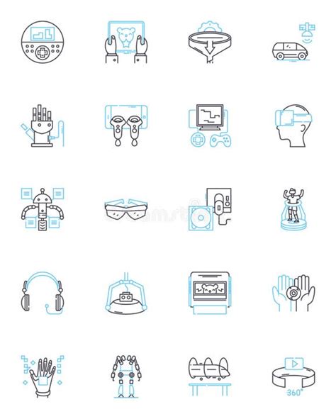 Robotics Technology Linear Icons Set Automation Robotics Artificial Intelligence Cyborgs