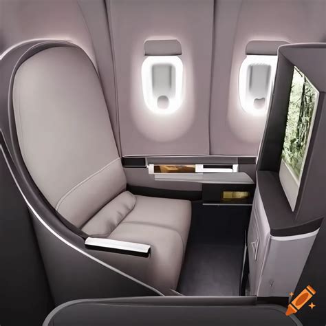 Modern Airplane Business Class Seat With Dining And Privacy Features On