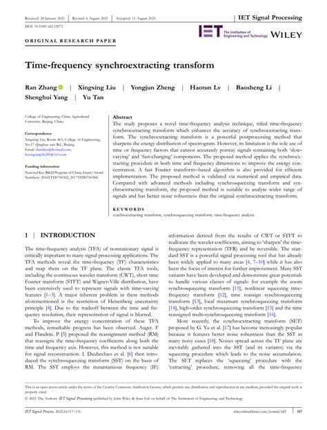 pdf time‐frequency synchroextracting transform