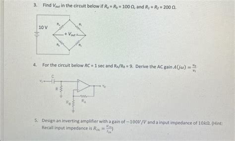 solved 3 find vout in the circuit below if ra rb 100Ω and