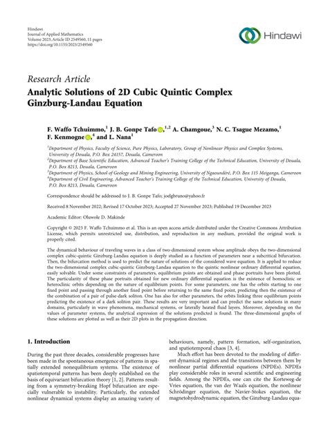 Pdf Analytic Solutions Of 2d Cubic Quintic Complex Ginzburg Landau