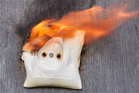 Ignition Of Faulty Wiring In Household Power Supply Network Stock