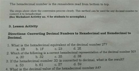 The Hexadecimal Number Is The Remainders Read Studyx