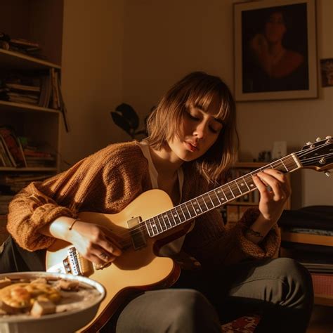 Premium Ai Image Girl Playing Guitar