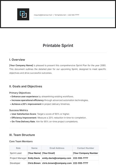 Free Printable Sprint Template To Edit Online