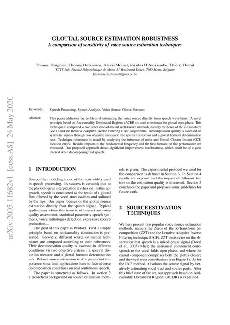 Glottal Source Estimation Robustness A Comparison Of Sensitivity Of Voice Source Estimation