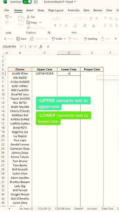 upper lower and proper function use excel viralshorts exceltutorial shorts exceltips
