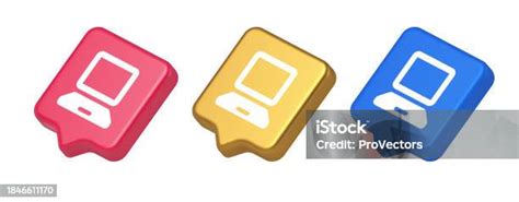 컴퓨터 네트워크 연결 버튼 디지털 정보 브라우징 3d 현실적인 말풍선 아이콘 0명에 대한 스톡 벡터 아트 및 기타 이미지 0명 3차원 형태 가상현실 Istock