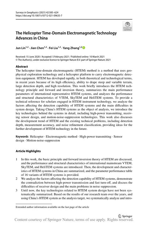 The Helicopter Time Domain Electromagnetic Technology Advances In China Request Pdf