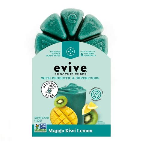Evive Smoothie Cubes With Probiotics And Superfoods Mango Kiwi Lemon 529oz