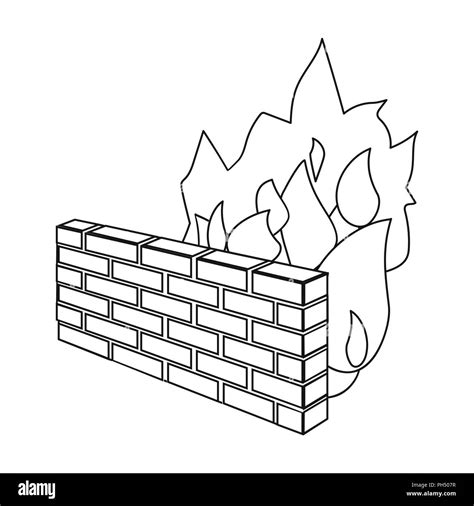 Firewall Icon In Outline Design Isolated On White Background Hackers And Hacking Symbol Stock