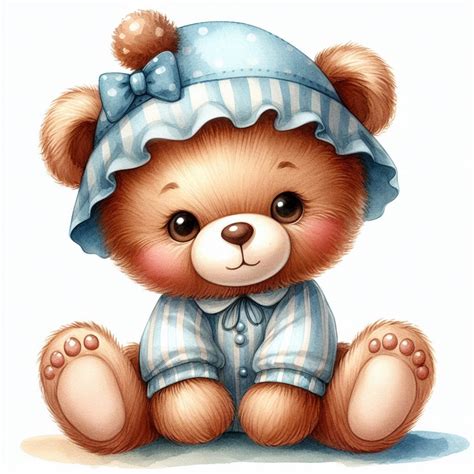 Мишка в голубой шапке