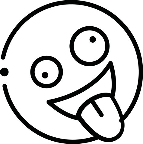 Silly Face Emoticon Black And White