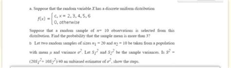 a suppose that the random variable x has a discrete