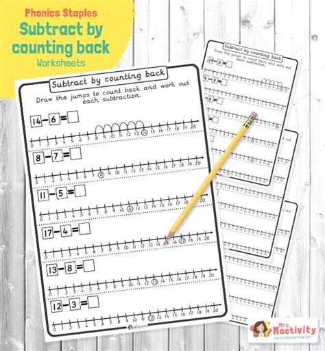 subtract by counting back worksheets subtract along a number line
