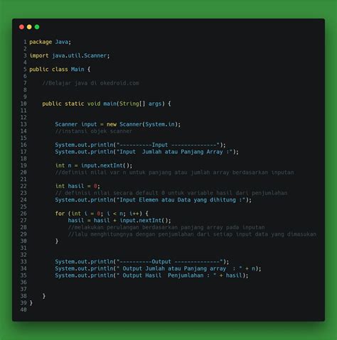 Contoh Kegiatan Menghitung Inputan Jumlah Array Di Java Java Media Kita
