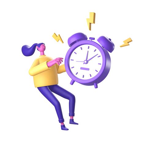 3d Character With Alarm Clock And Flash For Ui Ux Web Mobile Apps Social Media 28239655 Png