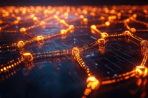 A Visual Representation Of Blockchain Technology With Interconnected Nodes Stock Illustration