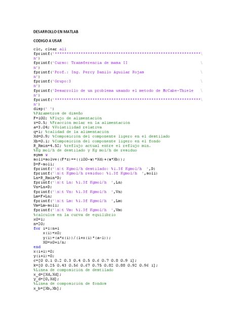Desarrollo En Matlab 2 Pdf Procesos Industriales Tecnicas