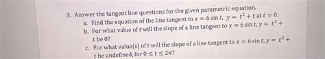 Solved Answer The Tangent Line Questions For The Given