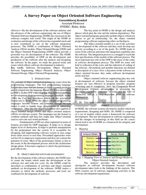 a survey paper on object oriented software engineering gurusiddaraj konded pdf object