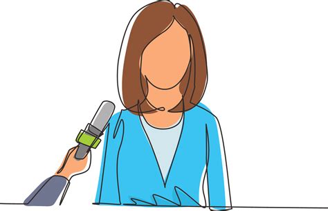 Continuous One Line Drawing Interview With Young Girl Digital Journalism News Conference World