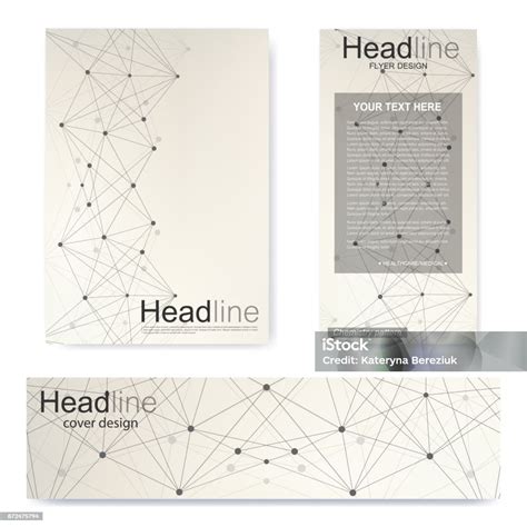 전단지 브로슈어 크기 A4 템플릿 배너 설정 합니다 연결된 라인 및 점 분자 구조입니다 잡지 전단지 커버 포스터 디자인 요소와의