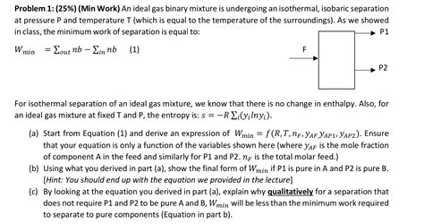 Solved Problem Min Work An Ideal Gas Binary Chegg Com