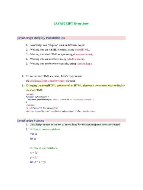 Javascript Overview Pdf