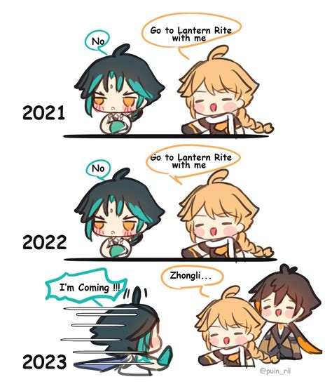 Zhongli Aether And Xiao Genshin Impact Drawn By Pun Rii Danbooru