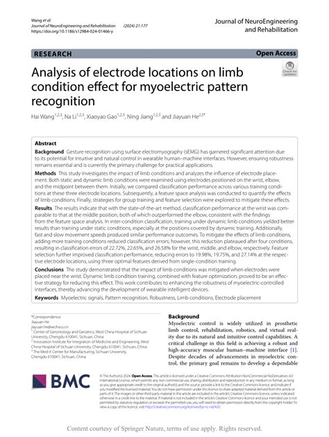 Pdf Analysis Of Electrode Locations On Limb Condition Effect For Myoelectric Pattern Recognition
