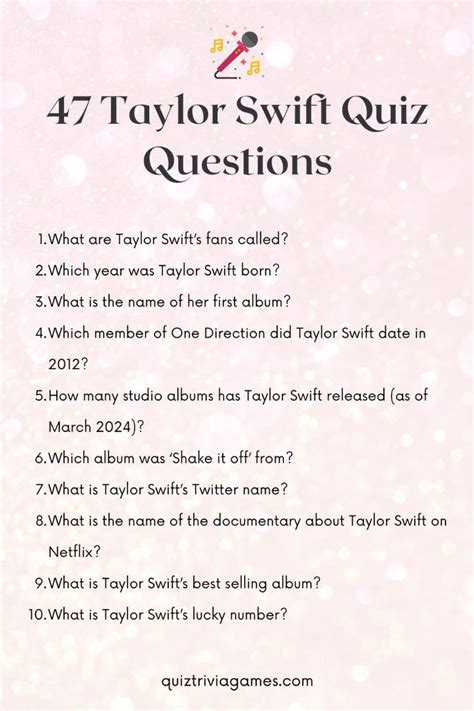 48 Taylor Swift Quiz Questions And Answers Taylor Swift Quiz Taylor