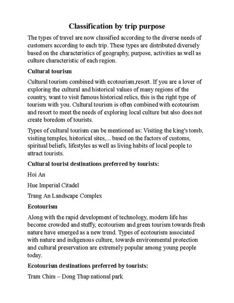 Classification By Trip Purpose These Types Are Distributed Diversely Based On The