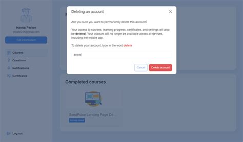 Как удалить аккаунт студента | SendPulse KZ
